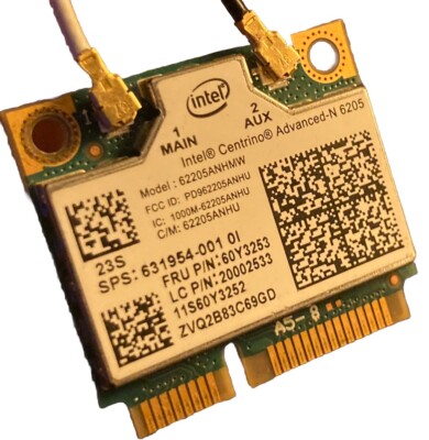 INTEL CENTRINO ADVANCED-N 6205 WIRELESS PCI EXPRESS 62205ANHMW 2.4/5Ghz ...