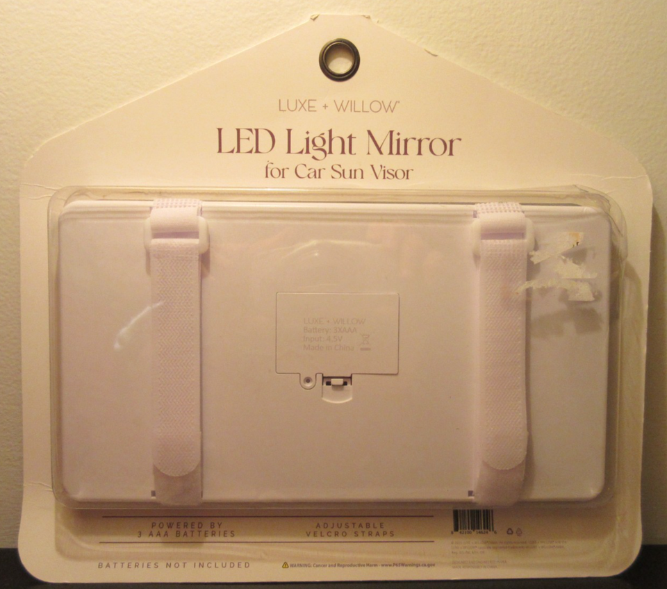 Luxe & Willow LED Makeup Light Mirror for Car Sun Visor Battery ...
