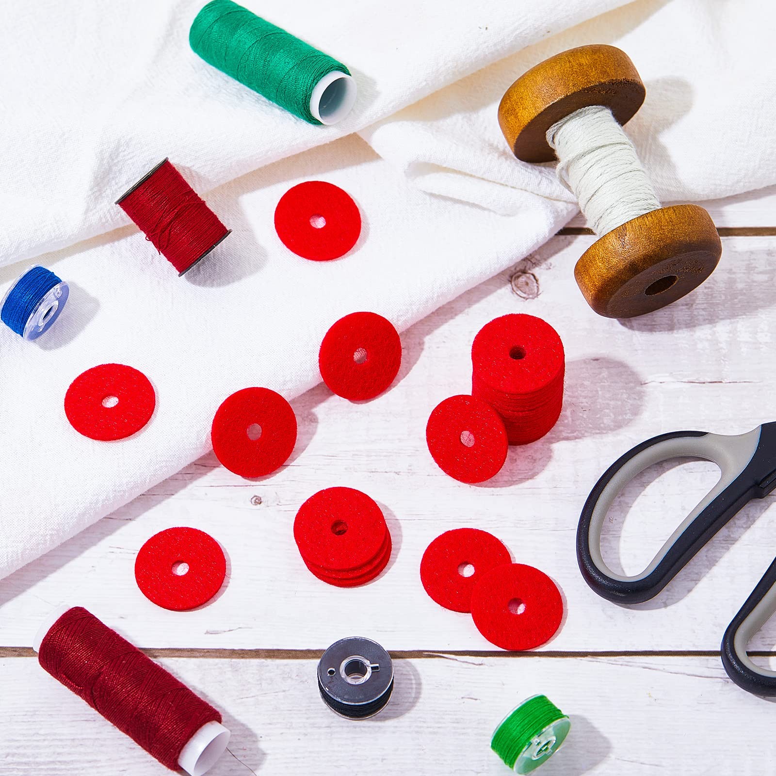 100 Pieces Sewing Machine Spool Pin Felt Pad Red Spool Pin Felts Thread ...