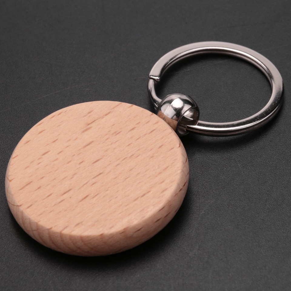 100Pcs Blank Round Wooden Key Chain Diy Wood Keychains Key Tags Can ...
