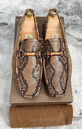 Authentic Gucci Bamboo Horsebit Snakeskin Leather Mens Loafer US9 EU42 ...