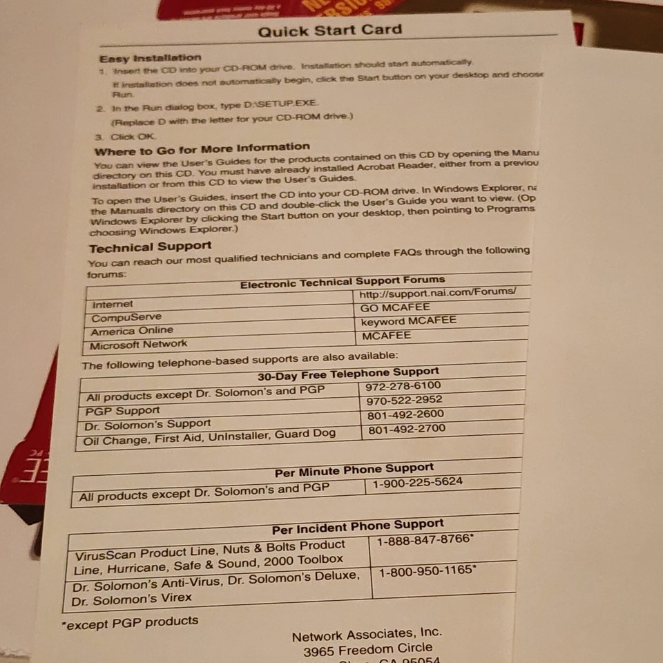 McAfee VirusScan Deluxe Vintage Software Windows 95 98 NT 3.x DOS OS/2 ...