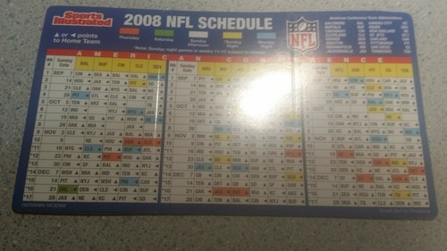 2008 Sports Illustrated NFL Card Schedule National Football League | eBay