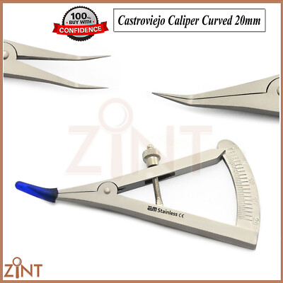 Professional Castroviejo Measuring Caliper Curved 20mm Eye Ophthalmic ...