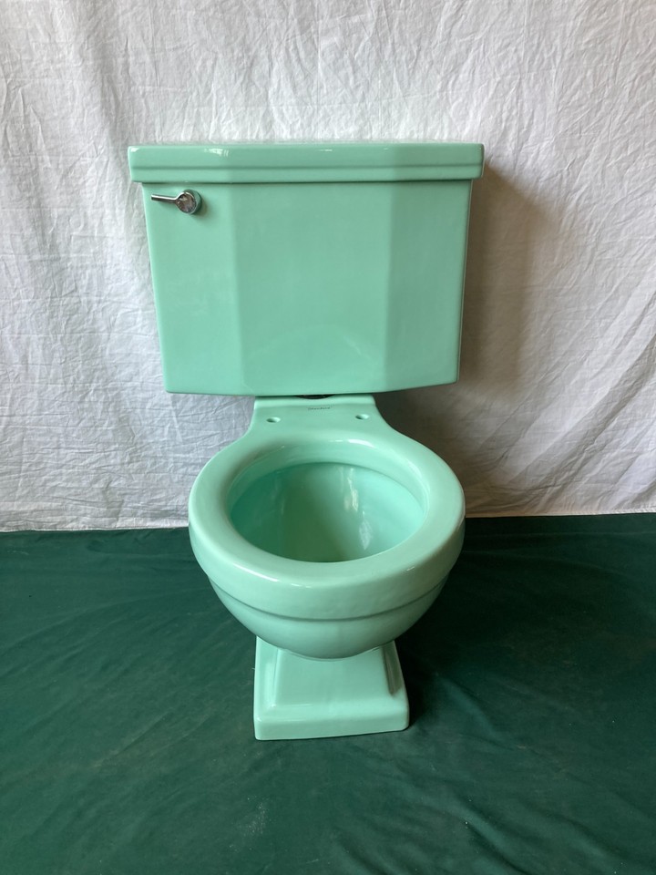 Vtg Mid Century Jadeite Ming Green Ceramic Toilet Round Bowl Standard ...