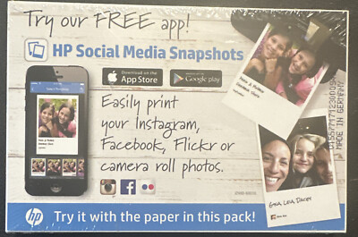 GENUINE HP Social Media Snapshots 4”x6” Photo Paper 50 Each NEW SEALED ...