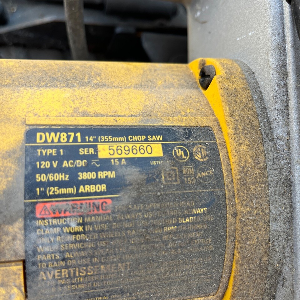DEWALT Chop Saw - 15 AMP 2200 Watt - 14" Abrasive Wheel - DW871 | eBay