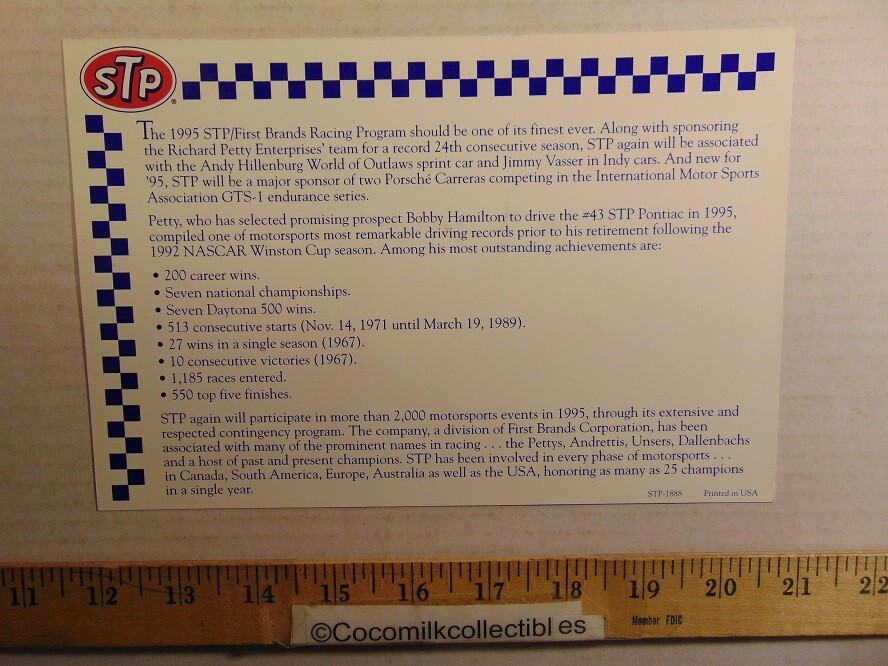 Vintage 1995 STP Racing Team Richard Petty Racing Card NASCAR | eBay