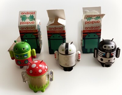 Lot Of 4 ANDREW BELL RETRO Mini ANDROID REVOLUTION ROBOT ART TOY Dead ...