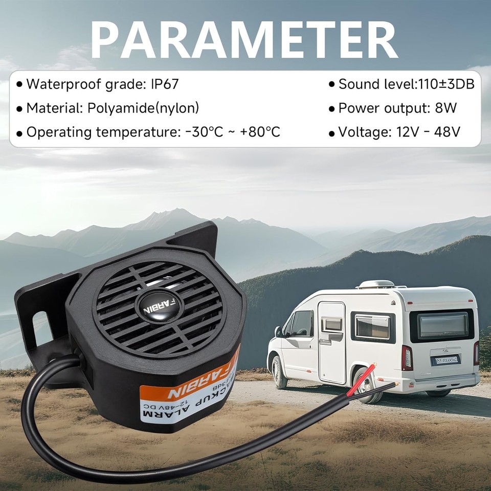 Truck Back up Alarm 110dB 12V-48V DC Car Reverse Alarm Horn Heavy-Duty ...