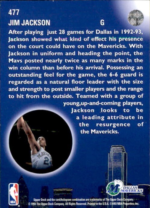 Jim Jackson 1993-94 Upper Deck Skylights Card #477 | eBay
