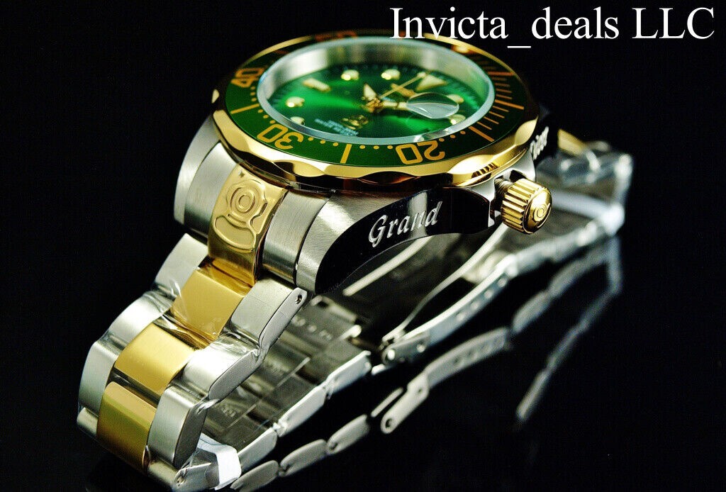 Invicta Men's 47mm GRAND DIVER Automatic GREEN DIAL Gold Two Tone SS ...