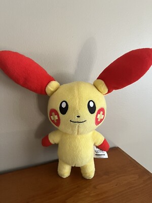 Pokemon Plusle Plush Stuffed Animal Tomy Yellow Red Plus Sign Pikachu ...