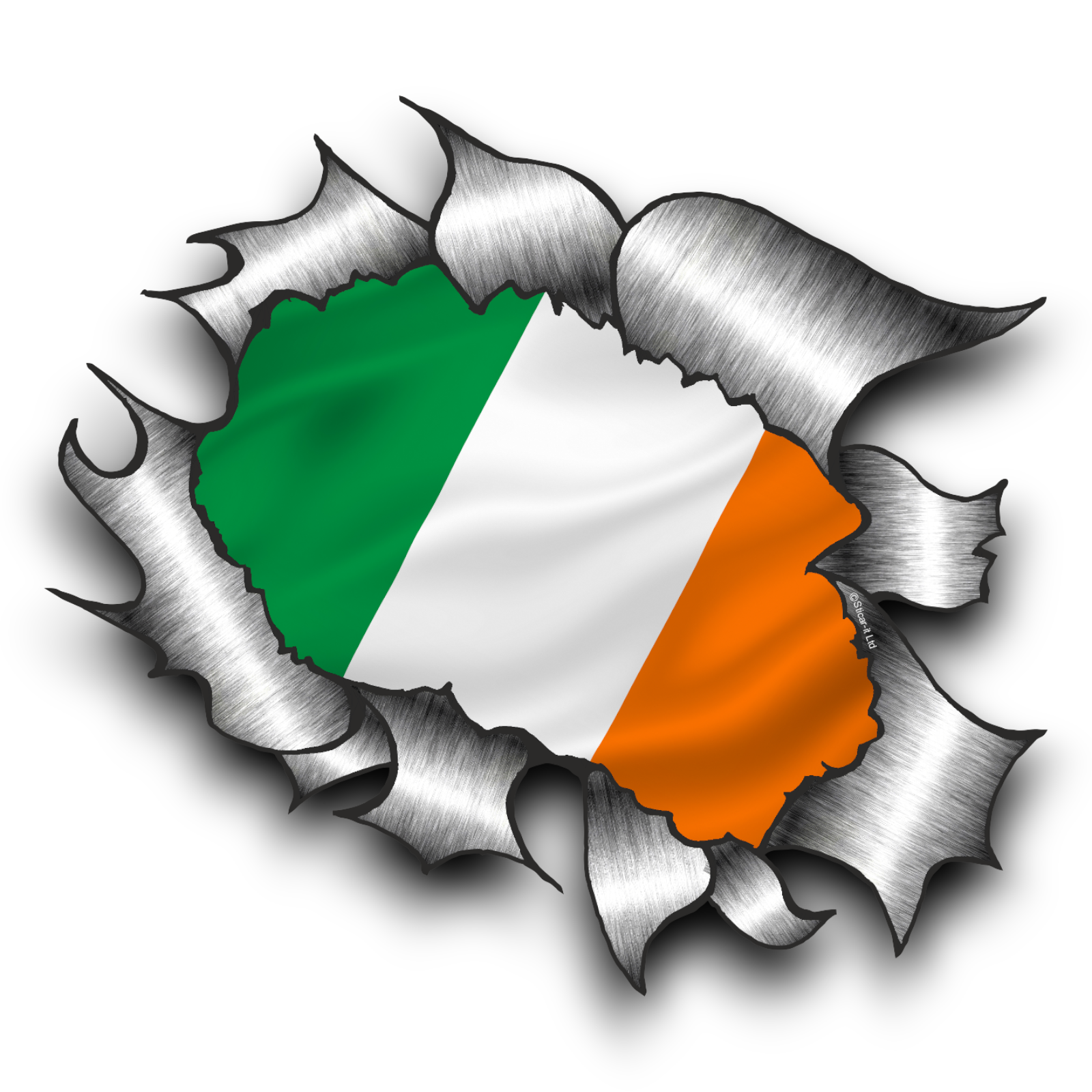 Ireland Irish Flag Ripped Open Metal Vinyl Sticker Decal For Car Van ...
