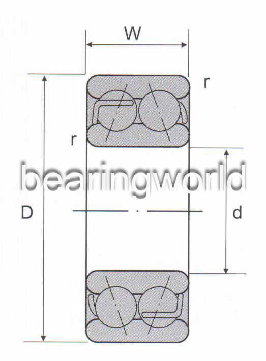 5210 2RS Double Row Sealed Angular Contact Bearing 50mm x 90mm x 30.2mm ...