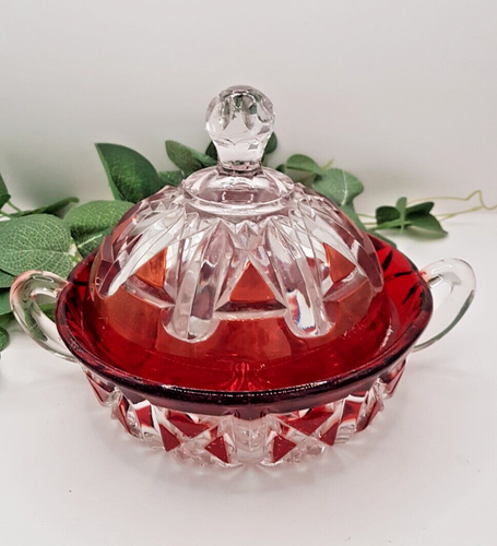 Antique 1890s EAPG Doyle Company Triple Triangle Ruby Stain Dish ...