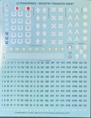 Warhammer 40k Ultramarines Infantry transfer sheet - New | eBay