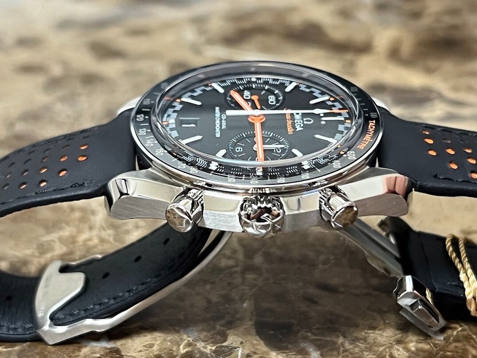 OMEGA Speedmaster RACING CHRONOGRAPH Black Orange Accents 44.25mm Box ...