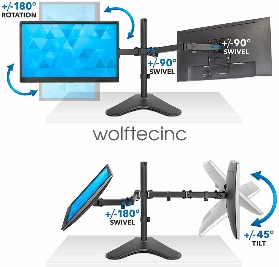 DUAL DELL /HP Matching 24" Widescreen LCD Monitors w/ Stand Cables VGA ...