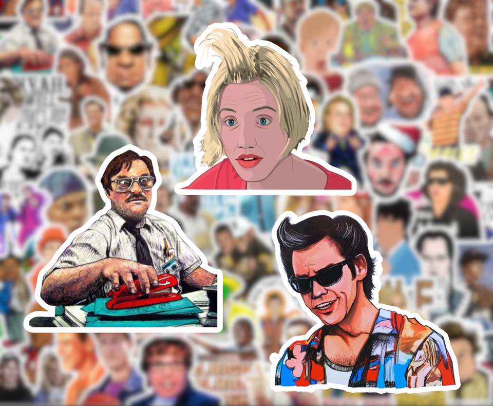 25/50 90's Comedies Sticker Pack - Waterproof Vinyl - Movie Sandler Jim ...