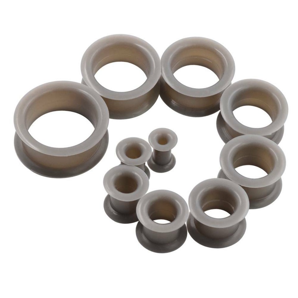 2Pcs Thick Silicone Ear Skins Flesh Tunnels Double Flared Hollow Ear ...