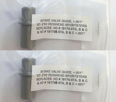 TWO CAST INTAKE VALVE GUIDES +.001 HARLEY 57-83 IRONHEAD XLH SPORTSTER ...
