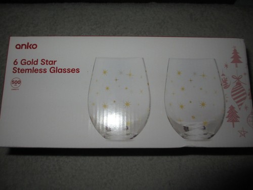Anko 6 Gold Star Stemless Glasses 500ml | eBay Australia