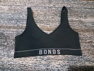 Bonds Ladies Black Retro Rib Triangle Crop Bralette Womens XL Sexy ...