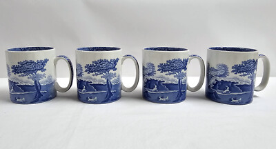 4 Mint Spode Blue Italian Porcelain Mugs 3 3/8" Tall Design In Coffee ...