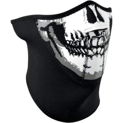 Zan Headgear 3-Panel Neoprene Half-Face Mask (Skull Face - Black ...