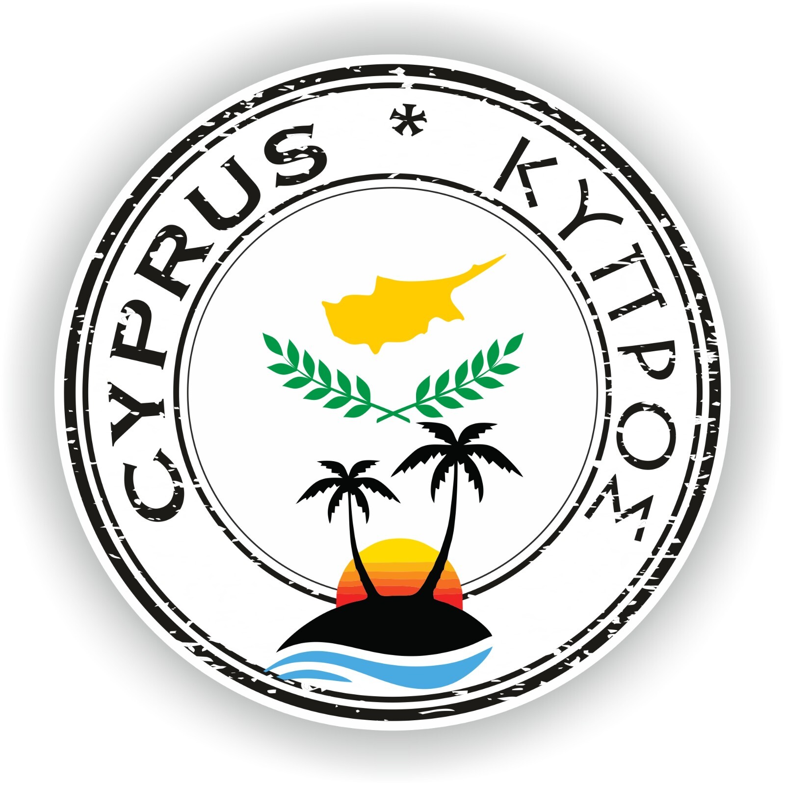 Cyprus Round Flag Sticker / High Resolution Vinyl Waterproof | eBay ...