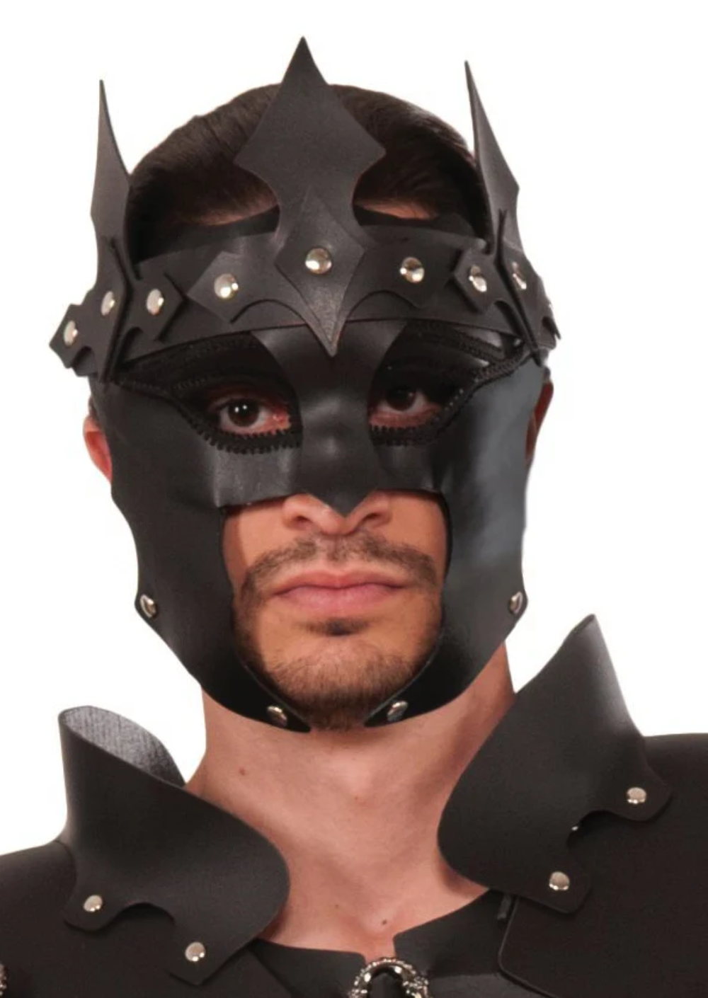 Medieval Fantasy Mask Black Crown Evil Queen Halloween Warlord Costume ...