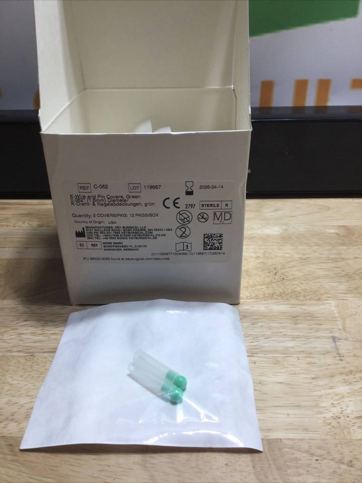 Key Surgical K-Wire Pin Covers Green 24ct, C-062 / .062" Diameter Free ...