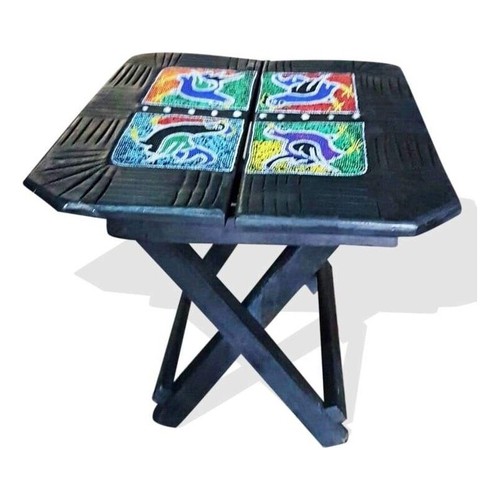 Ghanaian Square Folding Portable Table with Beaded Top 616985634682 | eBay