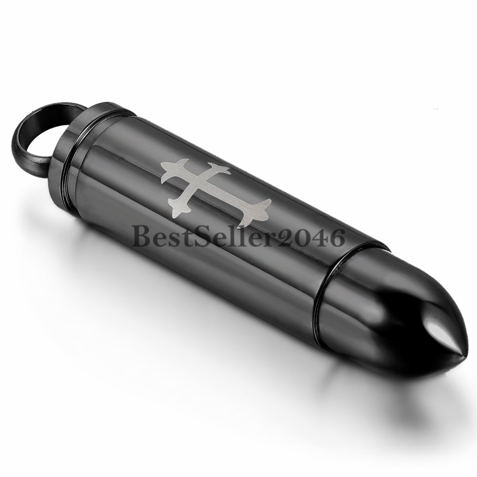 Cross Bullet Memorial Cremation Necklace Pendant Men Women Urn Jewelry ...