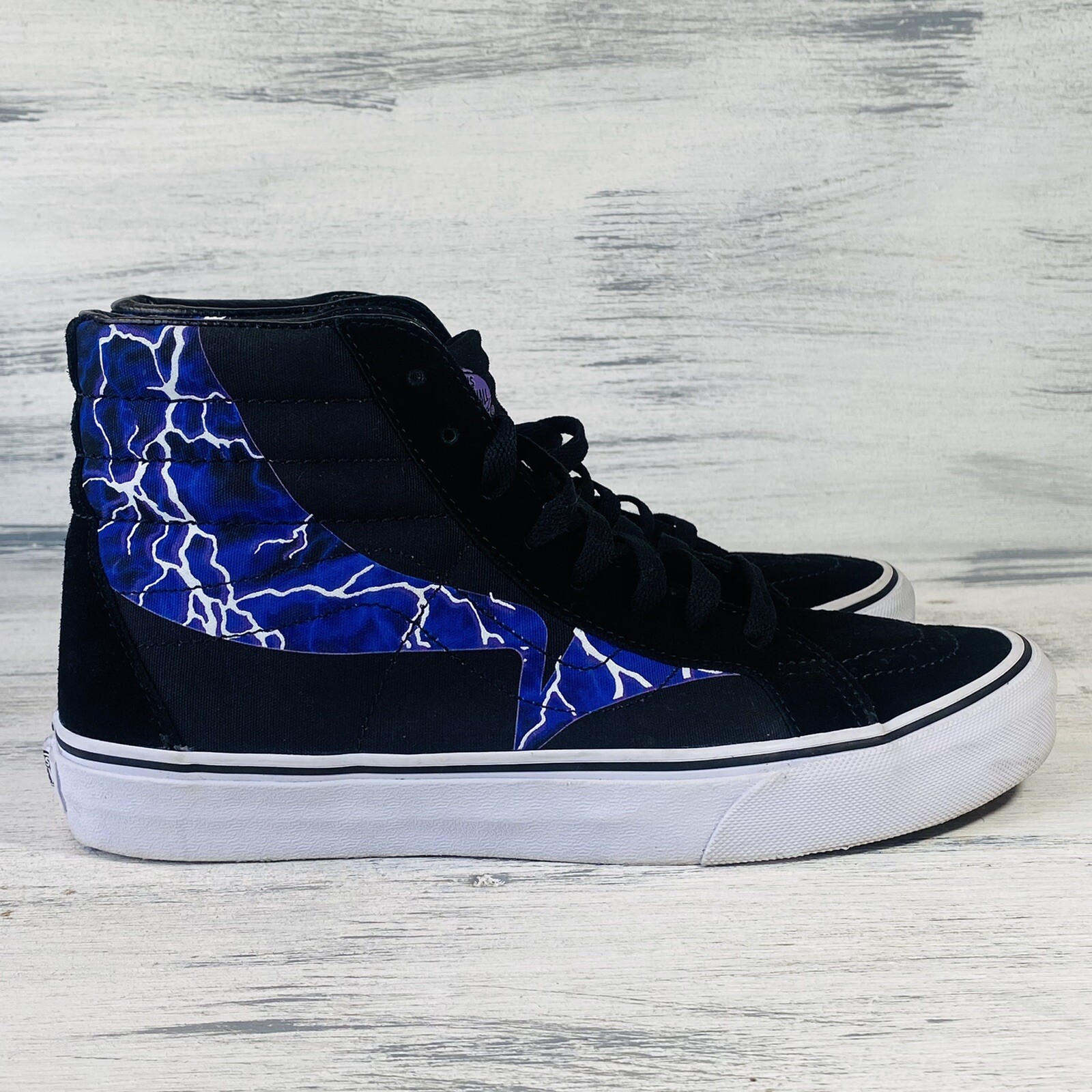 Vans Sk8-Hi Reissue Warped Lightning Blue Black Skateboard Mens 7 ...