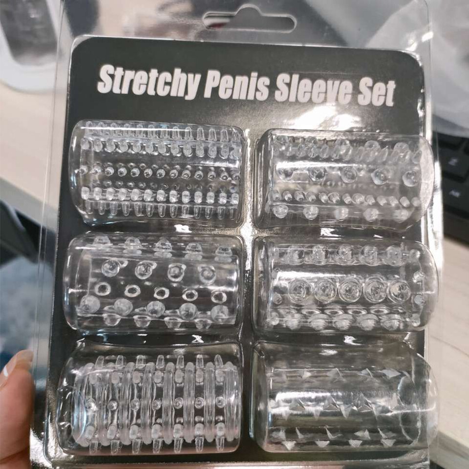 6Pcs STAY HARD Cock Sleeve Kit Couple Male Erection Extender Penis Ring ...