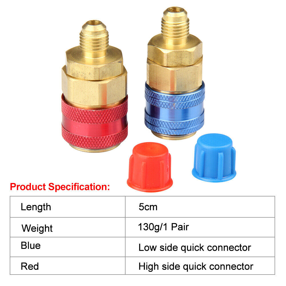 Auto Quick Couplers Brass Adapter Low High Side AC A/C Freon Manifold ...