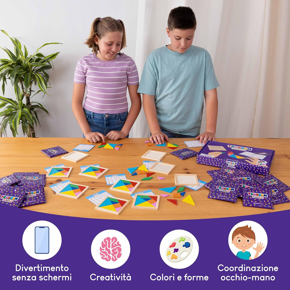 Tangram Legno Bambini Pack 30 Gadget Compleanno Bambini - | Mini Giochi ...