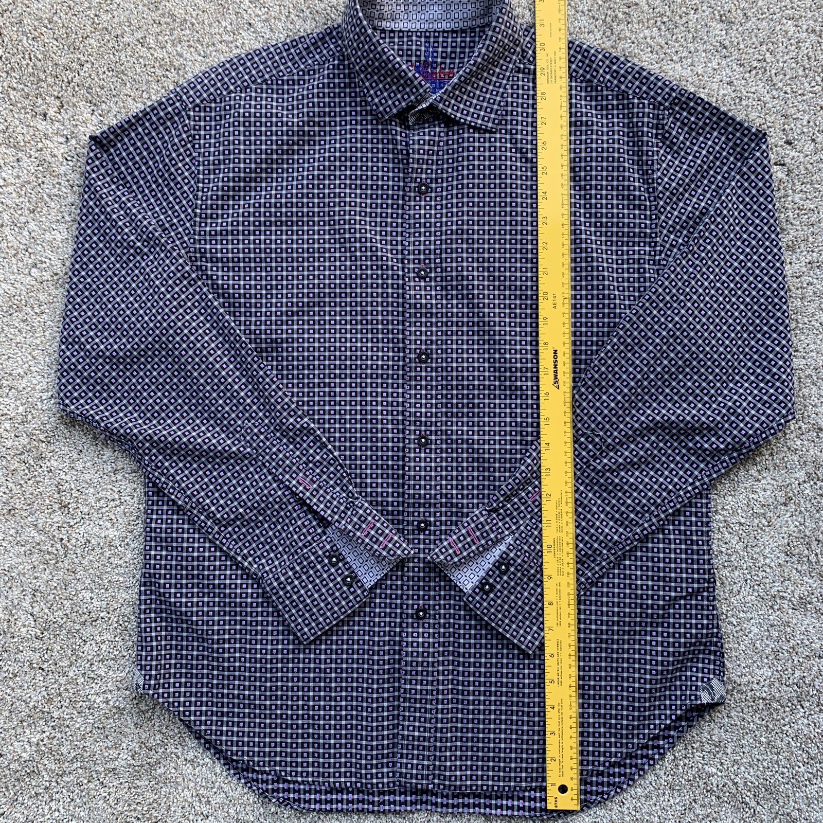 Robert Graham Mens Size XL Black Purple Check Multi Color Check Shirt ...