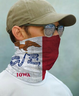 SUN GAITER Mask Bandana UPF 50+ UV Protecter Fishing Iowa State Flag ...