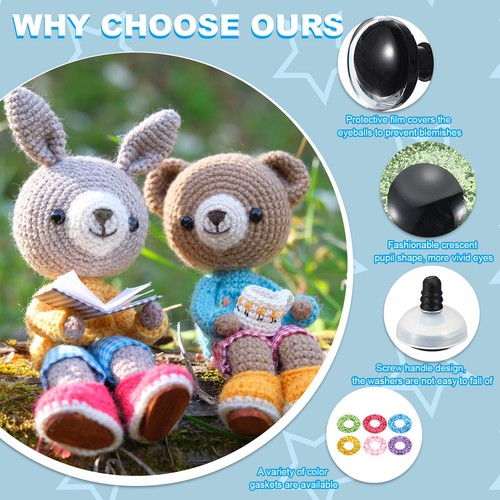 16mm Flash Safety Eyes, 32 Set Colorful Crocheting Safety Eyes, 8 ...