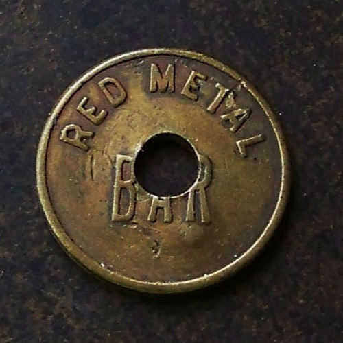 BISBEE ARIZONA / RED METAL BAR / 12 1/2c SALOON / DAMAGED / ANTIQUE ...