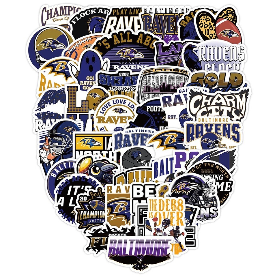 50pcs Waterproof Vinyl Stickers Baltimore Ravens NFL Football Phone ...
