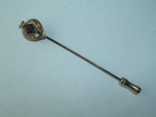 VINTAGE VICTORIAN PURPLE STONE LAPEL PIN STICK PIN SIGNED | eBay