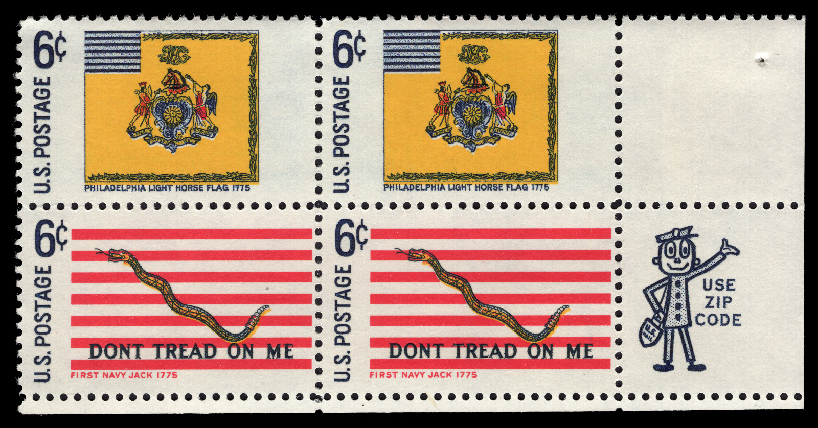 US Scott # 1353-1354, Philadelphia Horse, Navy Jack Flags, Zip Block ...