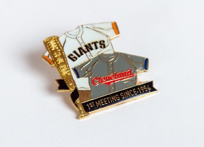 Vintage Giants Cleveland Baseball 1st Meeting Since 1954 Lapel Pin | eBay