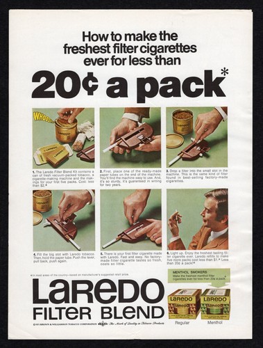 1971 Laredo Filter Blend Kit Make Fresh Cigarettes Regular Menthol ...