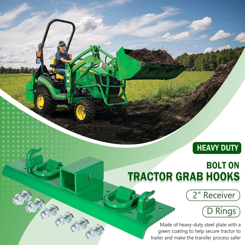 Bolt on Grab Hooks & D Rings & 2" Receiver For John Deere 1025R Compact ...