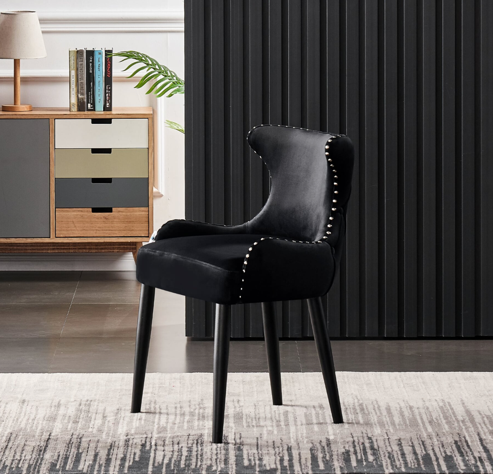 Velvet Padded Dining Chair Accent Designer Chair with/without Arms Set ...